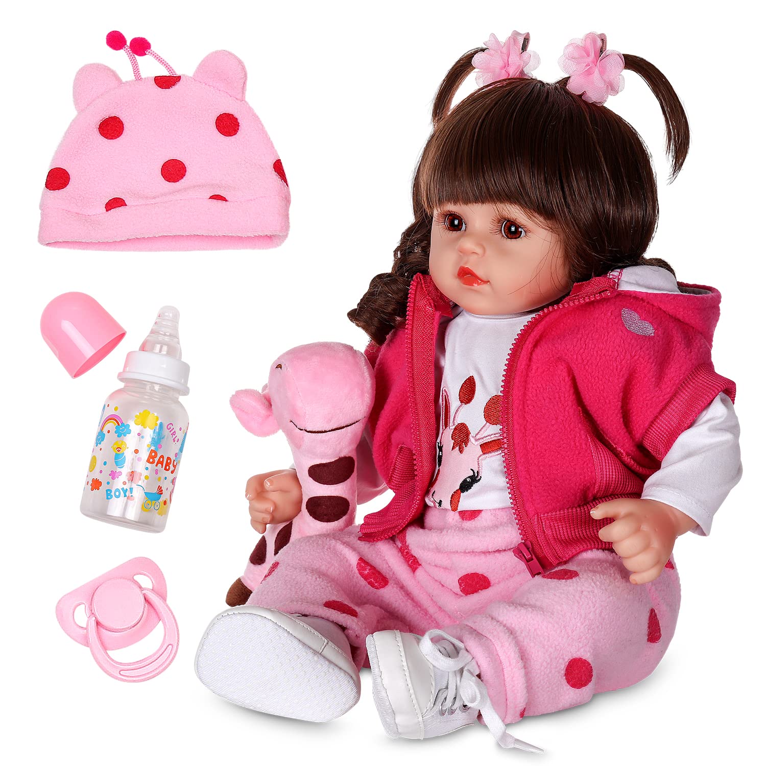 DOLLHOOD 18-Inch Reborn Baby Dolls -Pack of 2 - Realistic Baby Doll with Complete Baby Doll Accessories Soft 360° Movable Arms and Legs. Includes Birth Certificate