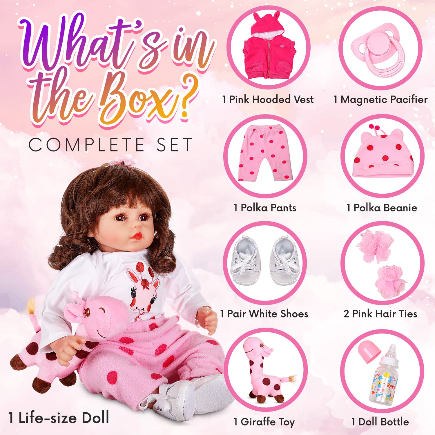 DOLLHOOD 18-Inch Reborn Baby Dolls -Pack of 2 - Realistic Baby Doll with Complete Baby Doll Accessories Soft 360° Movable Arms and Legs. Includes Birth Certificate