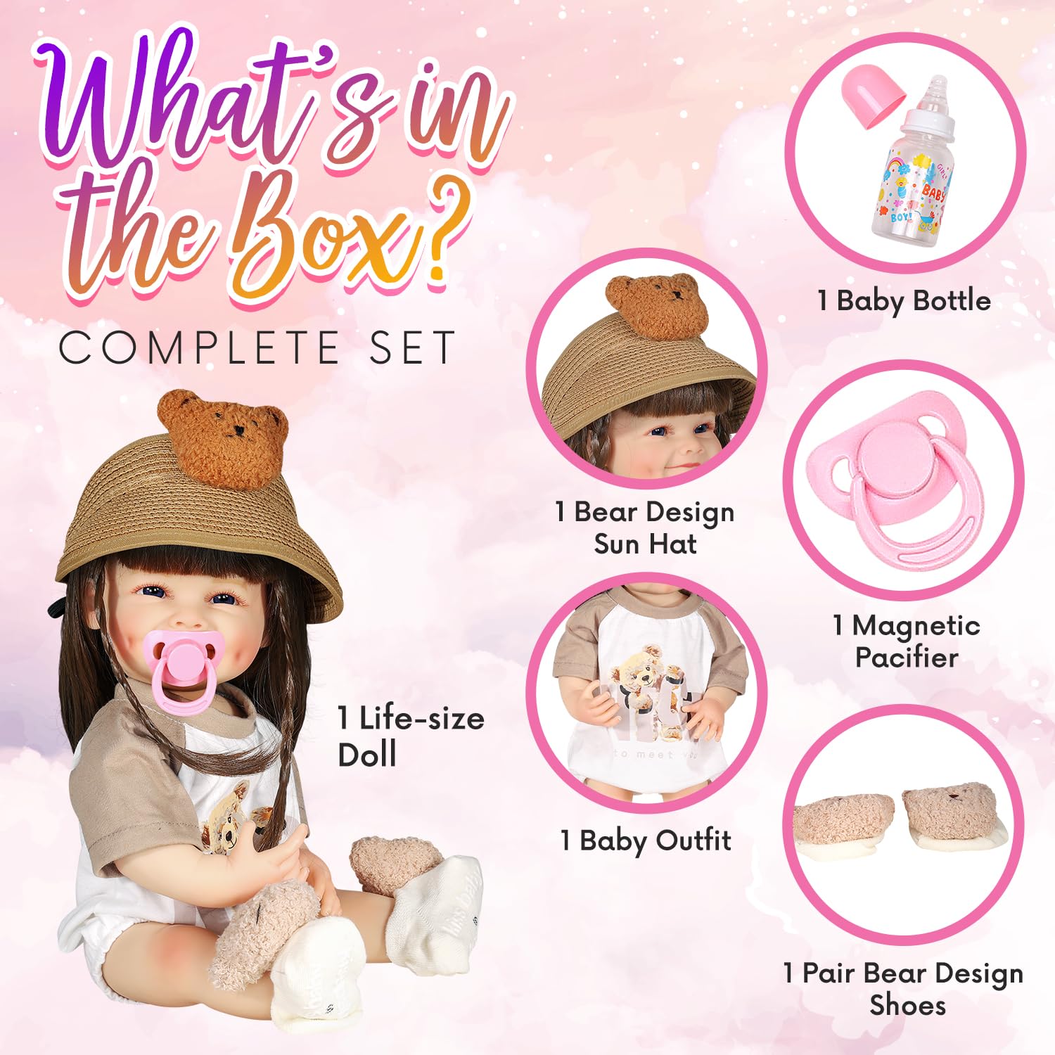 DOLLHOOD 18-Inch Reborn Baby Dolls -Pack of 2 - Realistic Baby Doll with Complete Baby Doll Accessories Soft 360° Movable Arms and Legs. Includes Birth Certificate
