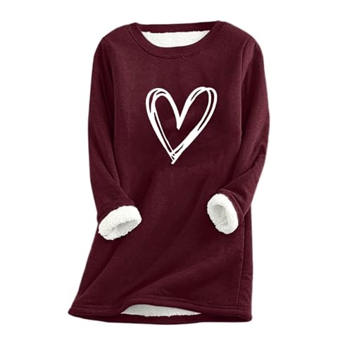 JEGULV Womens Casual Tops Cotton Fall Winter Clothes Women's Warm Sherpa Lined Fleece Crewneck Sweatshirt Solid Color Pullover Loungewear Tunic Tops tj maxx Online Shopping
