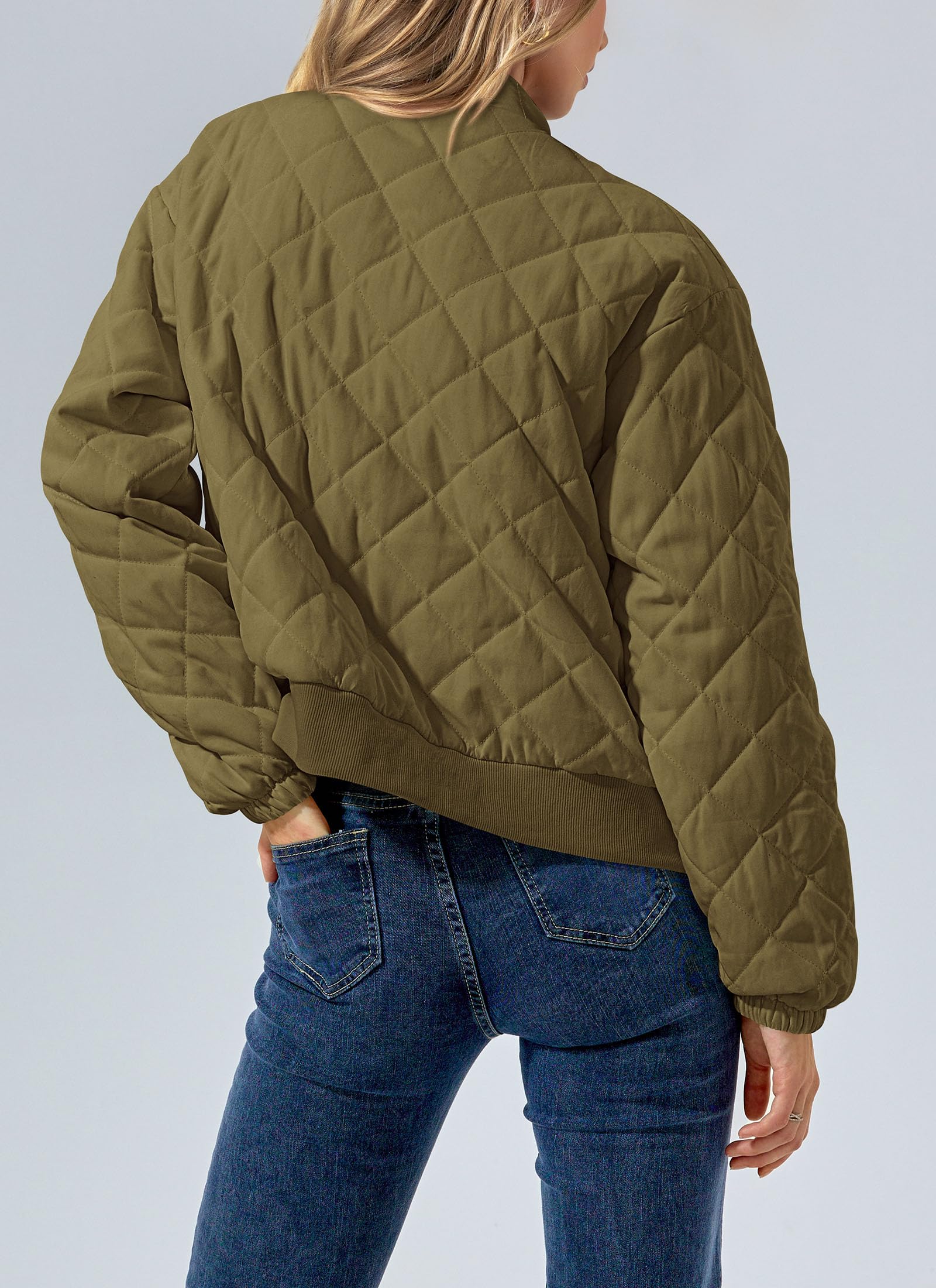PRETTYGARDEN Women's 2024 Winter Trendy Jackets Button Down Long Sleeve Padded Warm Outerwear Fashion Coats with Pockets (Army Green,Small)