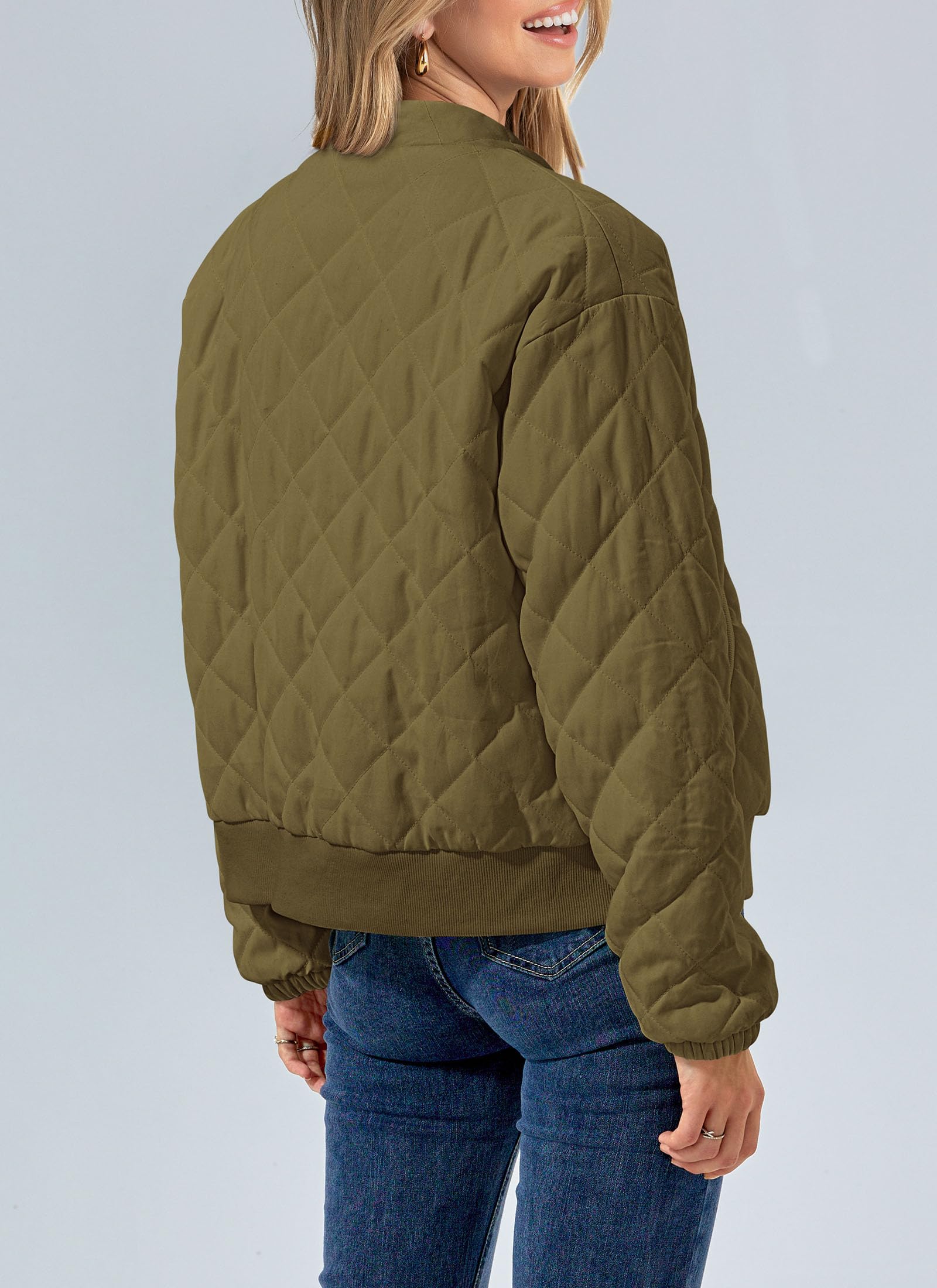 PRETTYGARDEN Women's 2024 Winter Trendy Jackets Button Down Long Sleeve Padded Warm Outerwear Fashion Coats with Pockets (Army Green,Small)