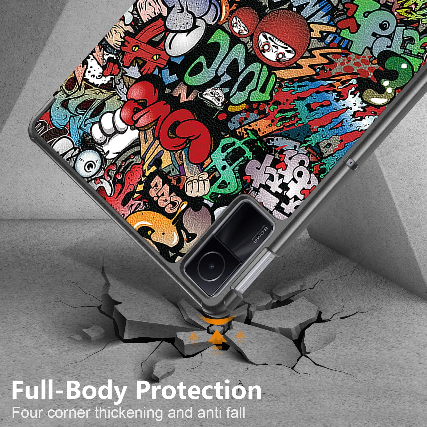 Xuanbeier Case for Xiaomi Redmi Pad SE 11 inch,Slim Stand Hard Back Shell Protective Smart Cover for Redmi Pad SE 11 2023 Case with Auto Wake/Sleep Function,Graffiti