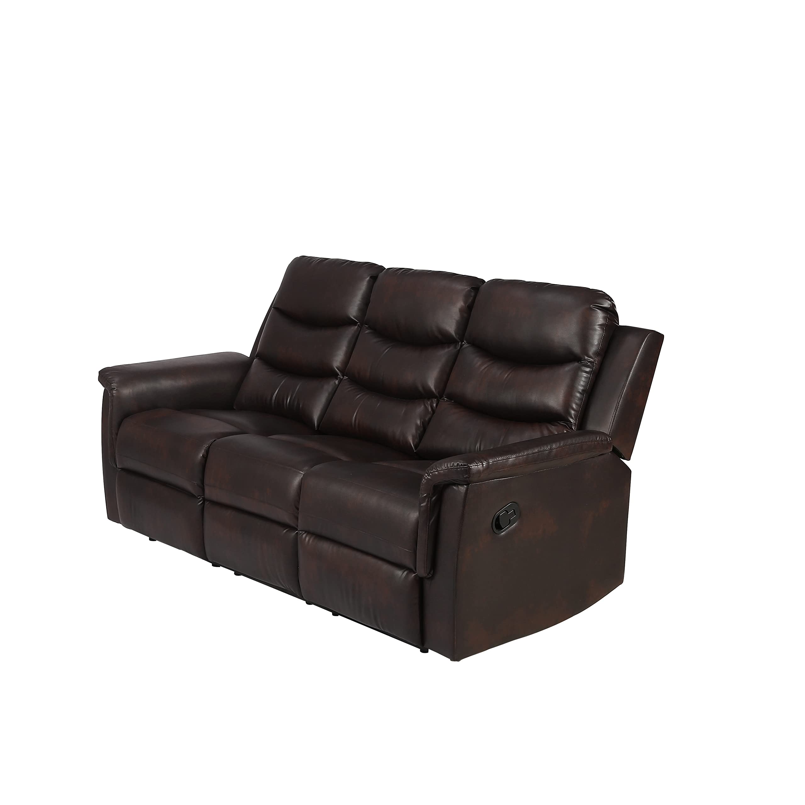 Verfur Double Recliner RV Sofa with Console |Faux Leather Motion Couch with 2 Cup Holders, 3-Seater Loveseat Couches with Flipped Middle Backrest, Home Theater Seating Living Room Furniture Sets