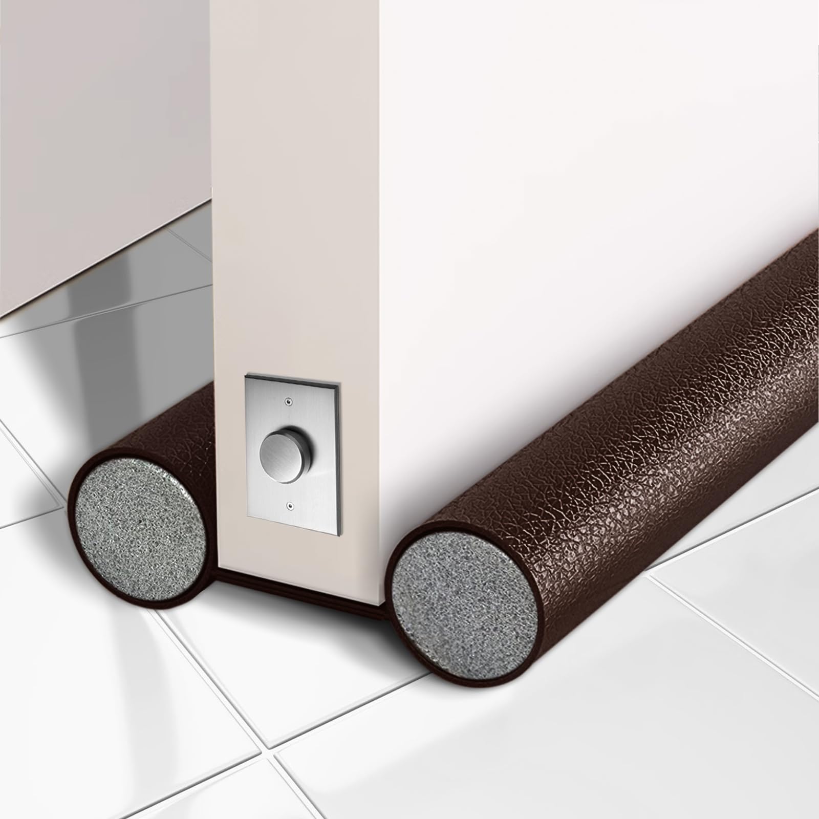 C CELAINER Door Draft Stopper, Under Door Noise Blocker, Sound Light Air Proof Sealer for Bottom of Door, Adjustable Soundproof Insulation Strip Doors Draft Guard 37 inch, Coffee