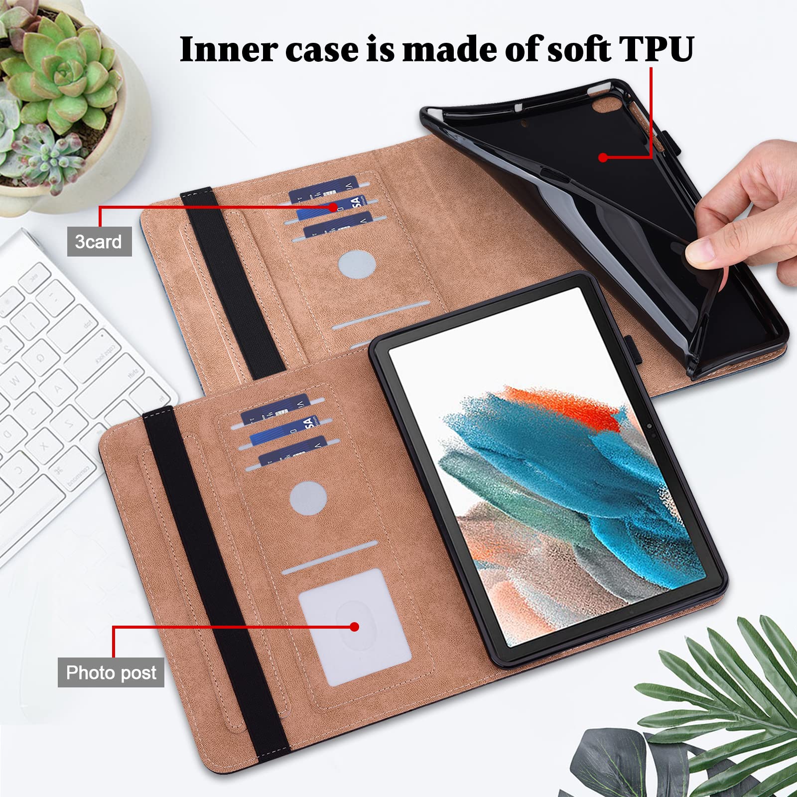VODEFOX Case for Xiaomi Redmi Pad SE 11 inch 2023 Released,PU Leather Flip Solid Color Stand Case Cover with Card Solt Protective Cover for Redmi Pad SE Tablet - Blue