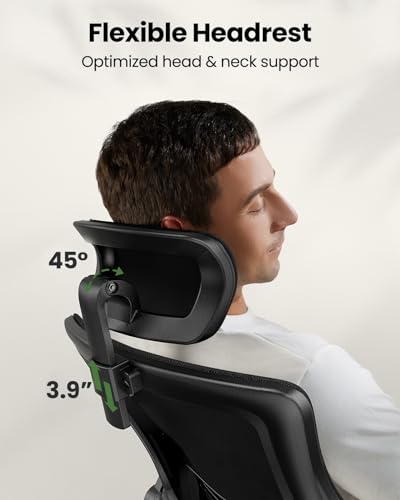 Totnz Ergonomic Office Chair with Mesh Back and Leather Cushion,Lumbar Support Computer Chair with Flip-up Arms and Adjustable Height,Home Office Desk Chairs(Black)