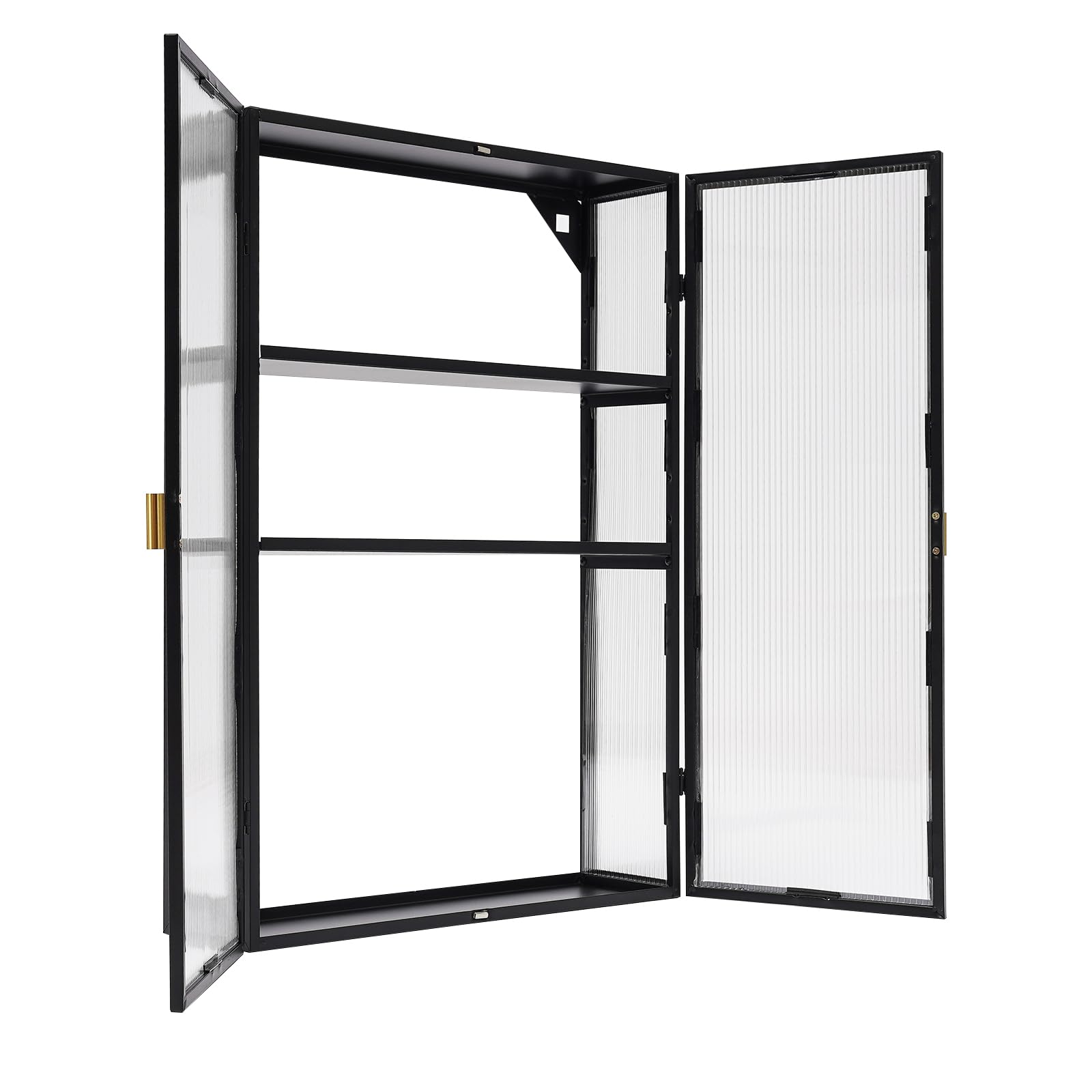 Titunjian Wall Cabinet Haze Double PC Door Wall Cupboard with Detachable Shelves Storage Cabinet for Office Dining Room Living Room Kitchen Bathroom, 19.7 * 5.5 * 27.5 Inch (Black)