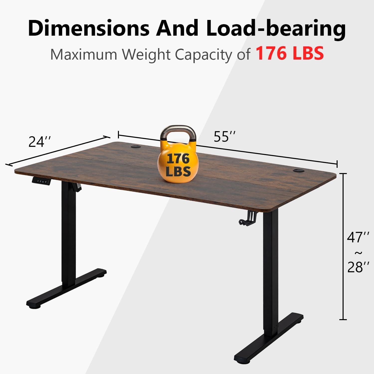 Adjustable Height Computer Workstation - Electric Lifting Sit Stand Desk, Rising Computer Table That Raises Up and Down for Home Office
