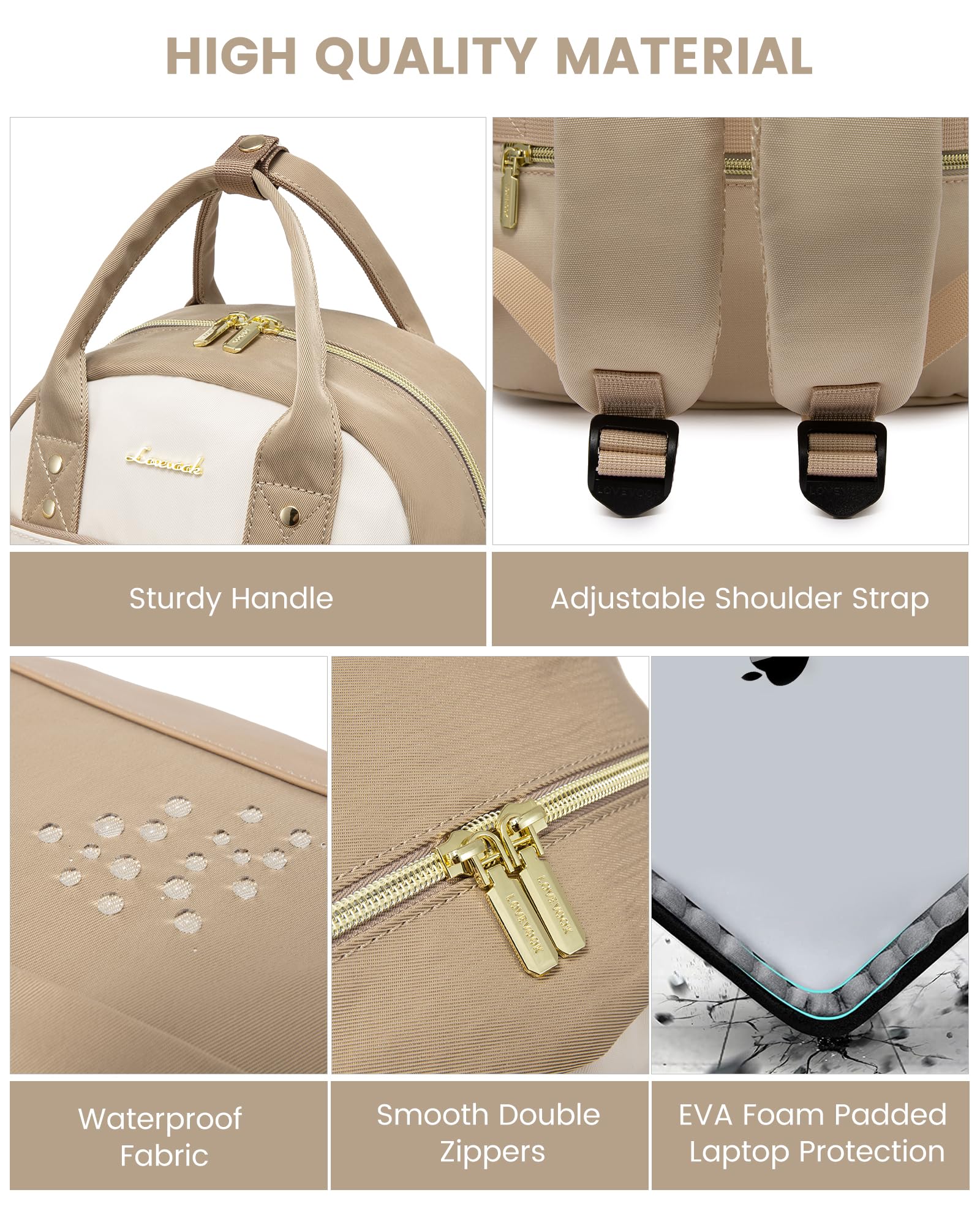 LOVEVOOK Mini Backpack Purse for Women, Small Backpack Bag, Light Weight Stylish Backpack for Daily Travel, Khaki-Beige-Light brown