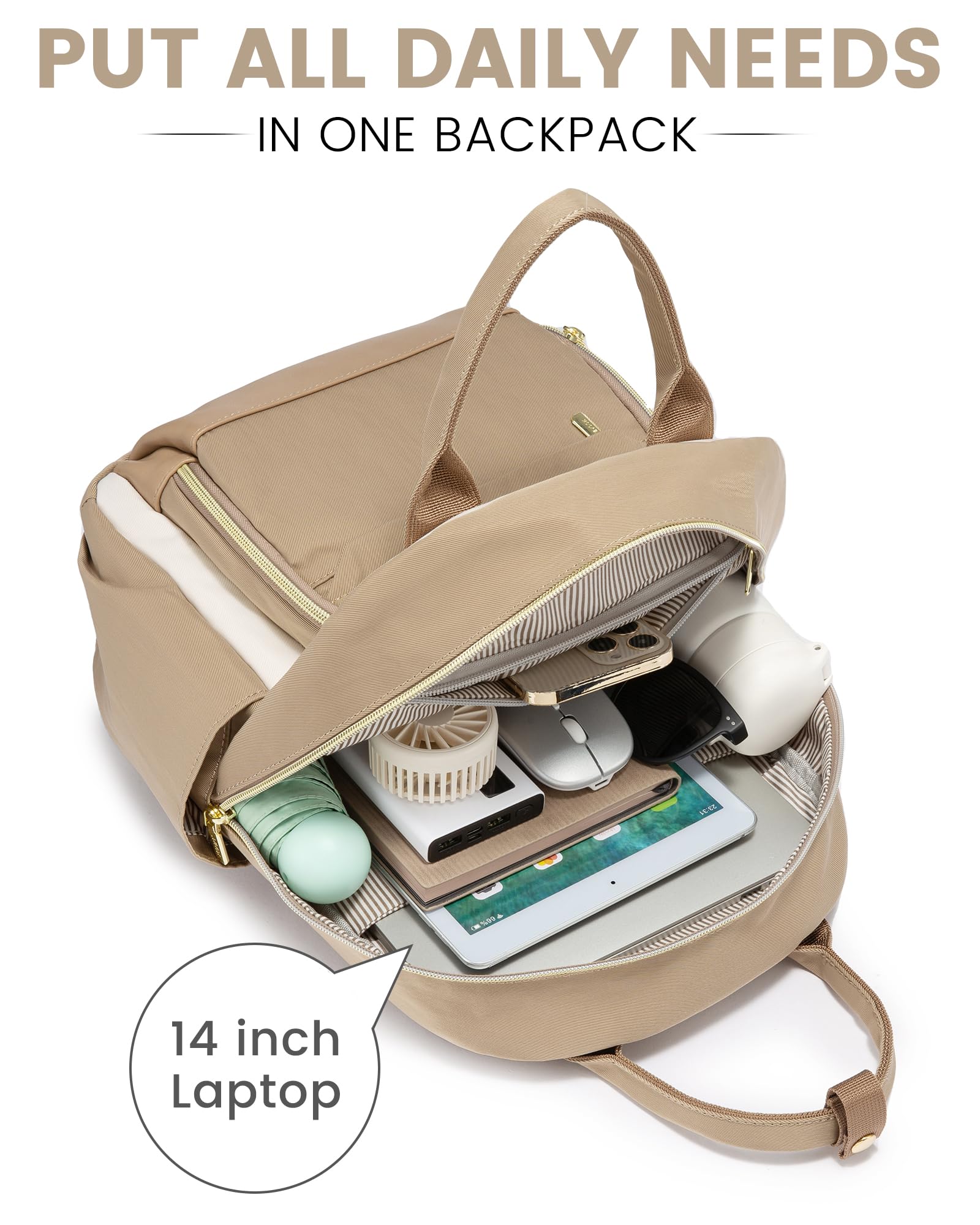 LOVEVOOK Mini Backpack Purse for Women, Small Backpack Bag, Light Weight Stylish Backpack for Daily Travel, Khaki-Beige-Light brown