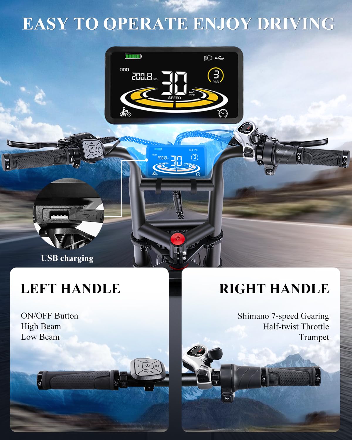 ANIIOKI eBike,A8 PRO MAX Electric Bike,48/52V 60Ah Electric Commuting Bike,200Miles Long Range, Peak 1400/1600W Power Ebike, Electric Bicycle for Adults