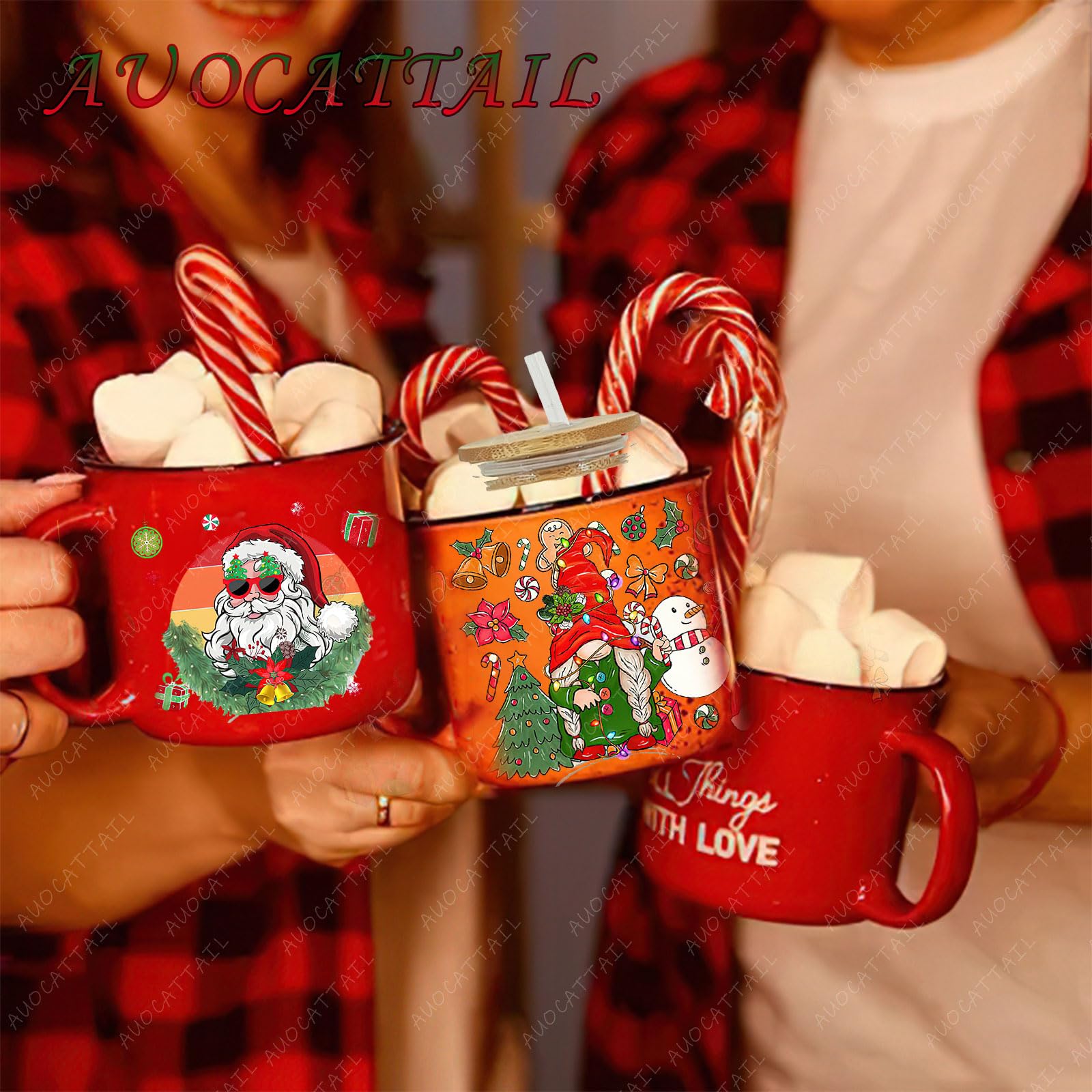 16OZ Glass Cups UV DTF Cup Wrap Christmas Rub on Transfers for Crafting DIY Libby Glass Waterproof Decals (6 Sheets)