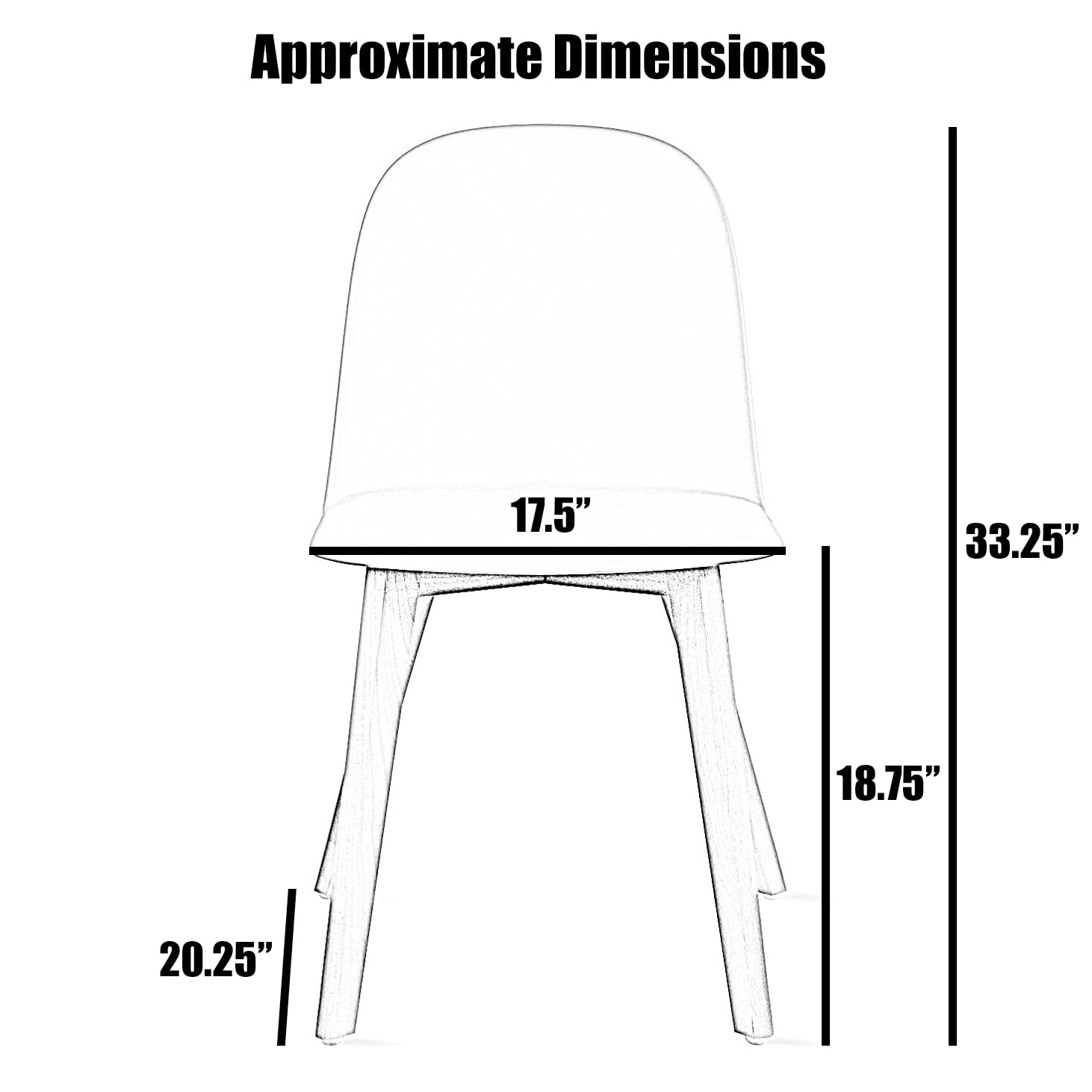 2xhome Modern Armless Dining Chair Plastic Shell Seat with Wooden Legs | Indoor or Outdoor Use | Home Kitchen Patio, Black