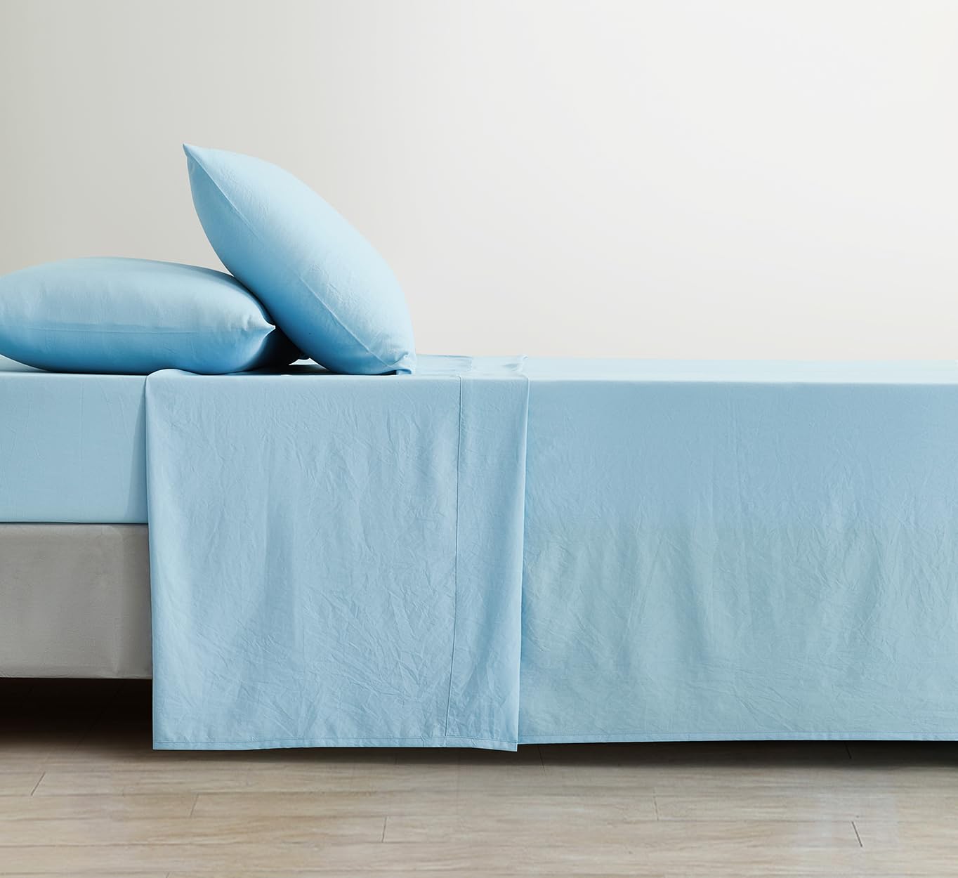 Chezmoi Collection Stone Washed Full Size Sheet Set - 4-Piece Extra Soft Breathable Wrinkle & Fade Resistant 14-Inches Deep Pocket Sheets & Pillowcases Set - Full, Chambray Blue