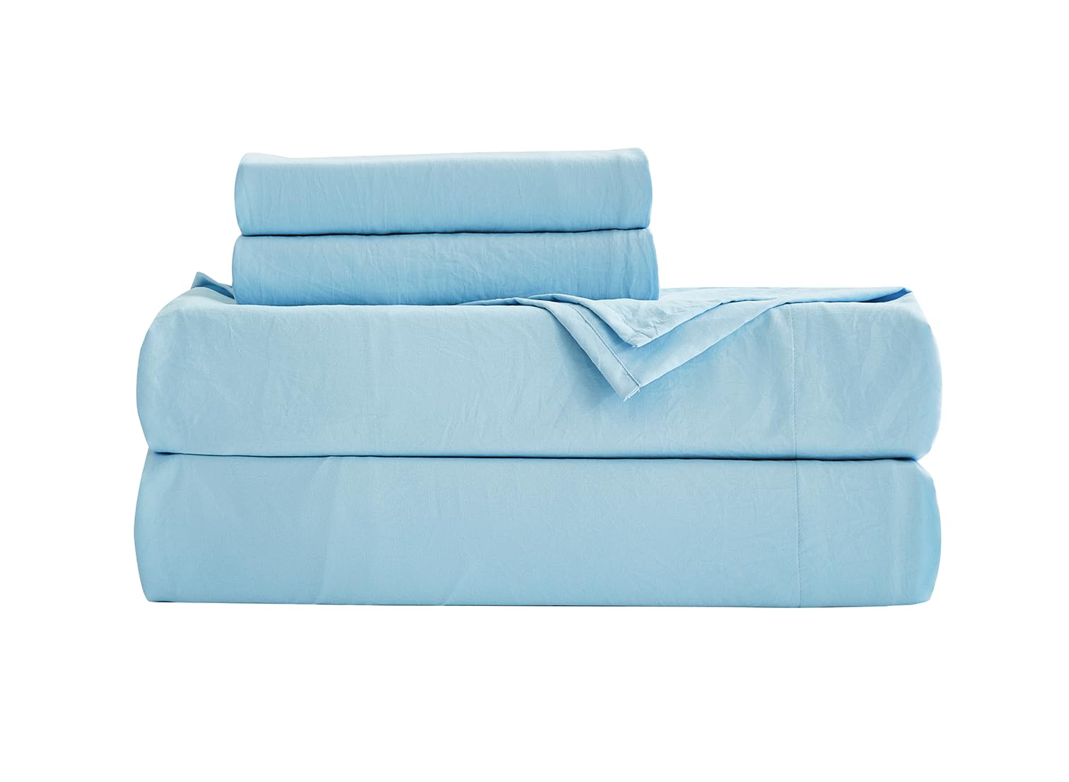 Chezmoi Collection Stone Washed Full Size Sheet Set - 4-Piece Extra Soft Breathable Wrinkle & Fade Resistant 14-Inches Deep Pocket Sheets & Pillowcases Set - Full, Chambray Blue
