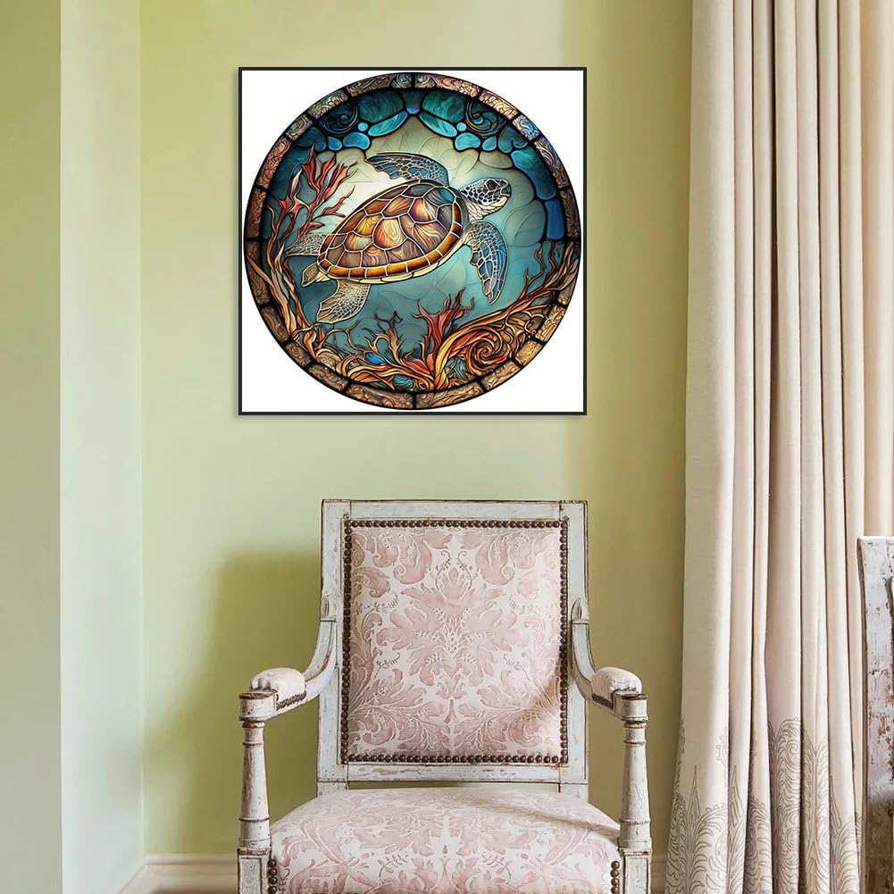 WUDWL Diamond Painting Kits for Adults - sea Turtle DIY 5D Diamond Art Kits Full Drill Diamond Dots Paintings with Diamonds Gem Art and Crafts Home Decor ă13.78x13.78inchă