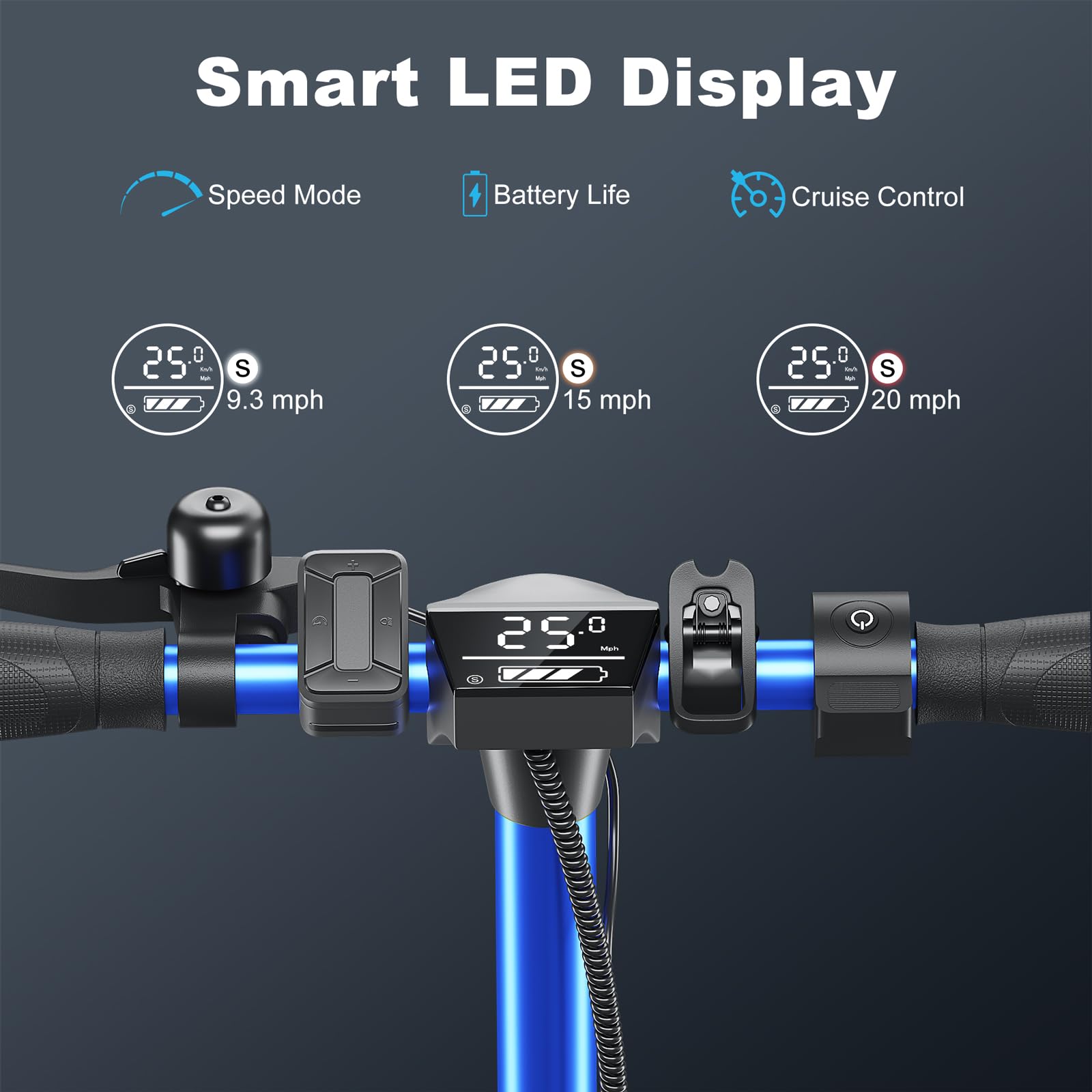 Caroma Electric Scooter Adults, 20 mph & 300 lbs, 350W Motor, 20 Miles Range & 20 Mph, 9" Solid Tires, Folding Motorized Scooter for Adults, App Control