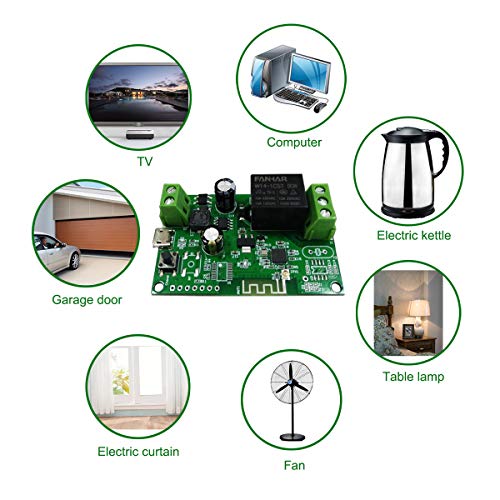 WIFI Momentary Inching Relay Self-locking Switch Module Wireless Relay Switch Module for Household Appliances, Compatible with Alexa Echo Google home, DC 7-32V DIY Switch Module for Garage Door Opener