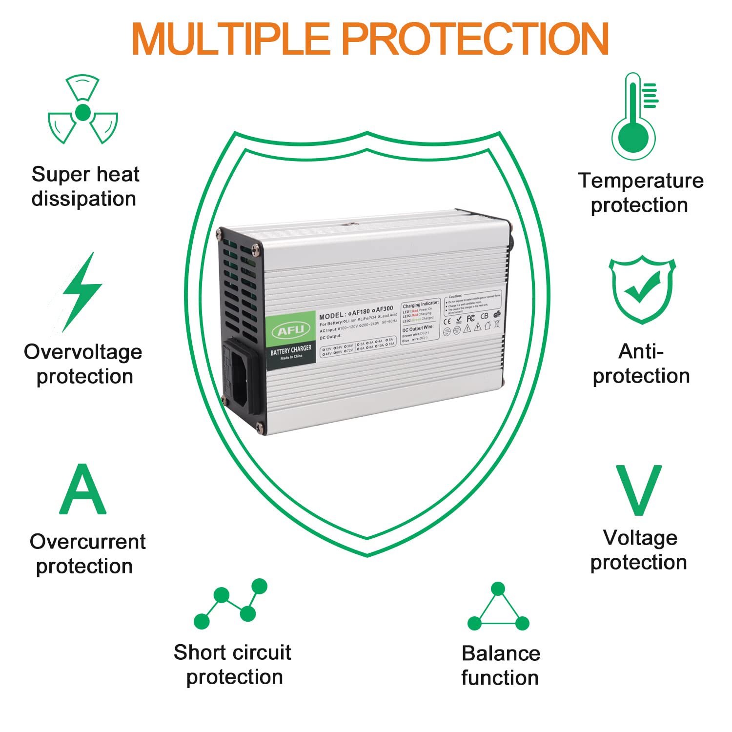 48V 3A Lead Acid Charger Output Connector 3pin C13 N+ L- for 48V Lead Acid AGM Gel VRLA OPZV Battery 48V Smart Charger