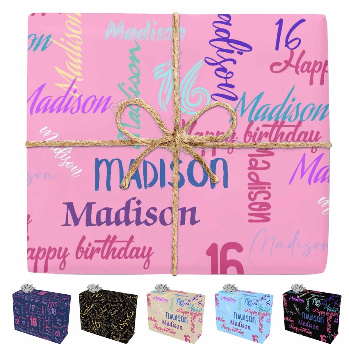 MyPupSocks Custom Name Gift Wrap Birthday Wrapping Paper Boy Girl Baby Birthday Wrapping Paper Gift Wrap for Kids Best Friend