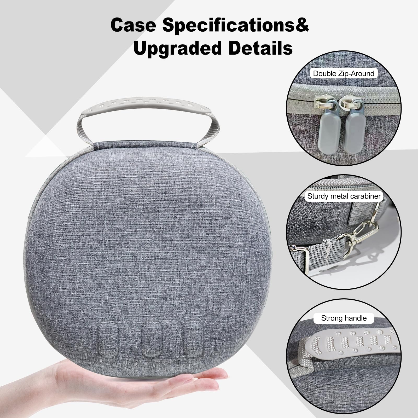 JOYTORN Carrying Case Compatible with Meta Quest 3,Protector Travel Storage Case for Meta VR3 Official Gaming Headset and Touch Controllers,Batteries(Not Fit for Official Elite Strap)-Gray