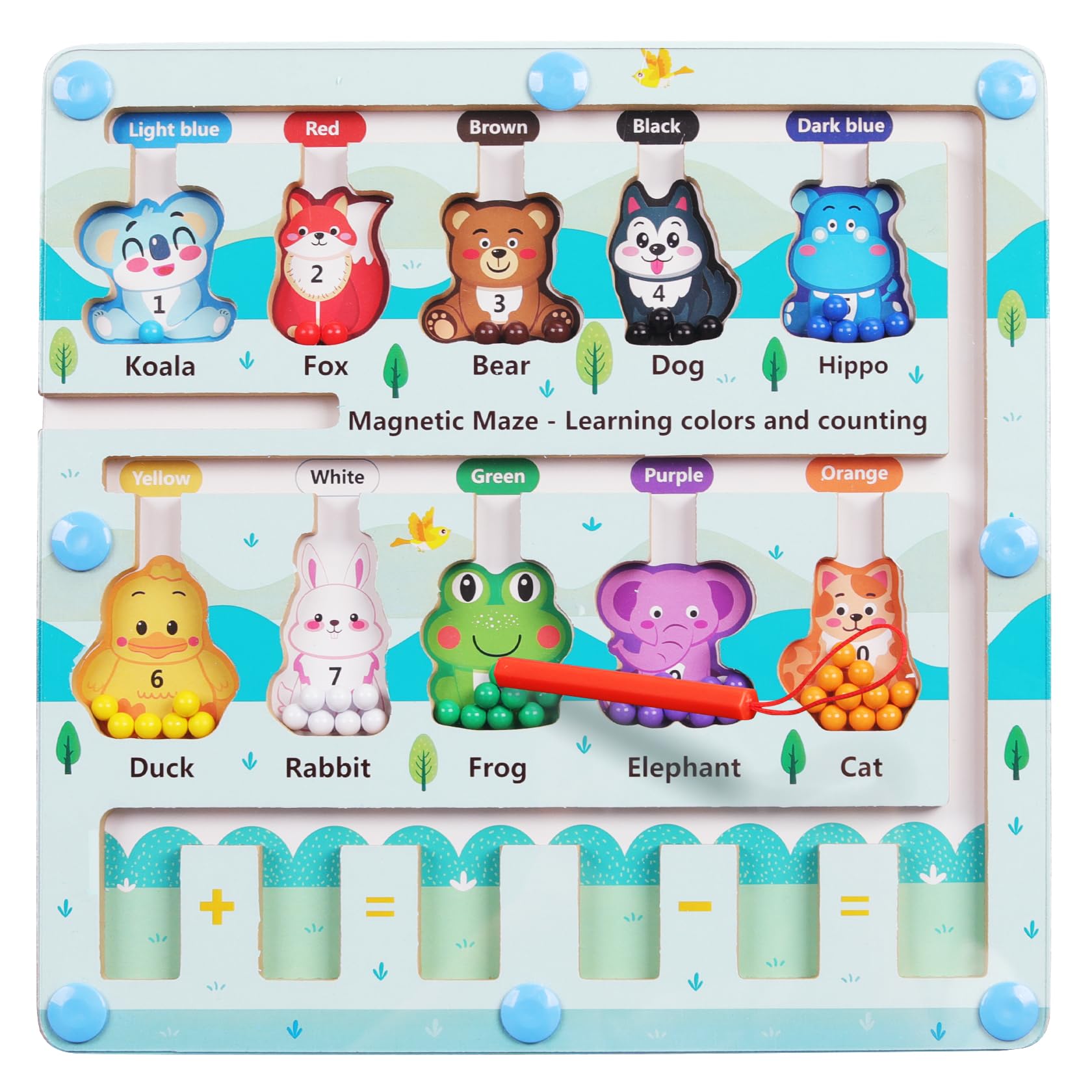 QZMTOY Magnetic Color Number Maze, Montessori Fine Motor Skills Toys for 3 4 5 Years Old Boys Girls,Wooden Preschool Learning Activities Matching Math Games Learning Counting Puzzles
