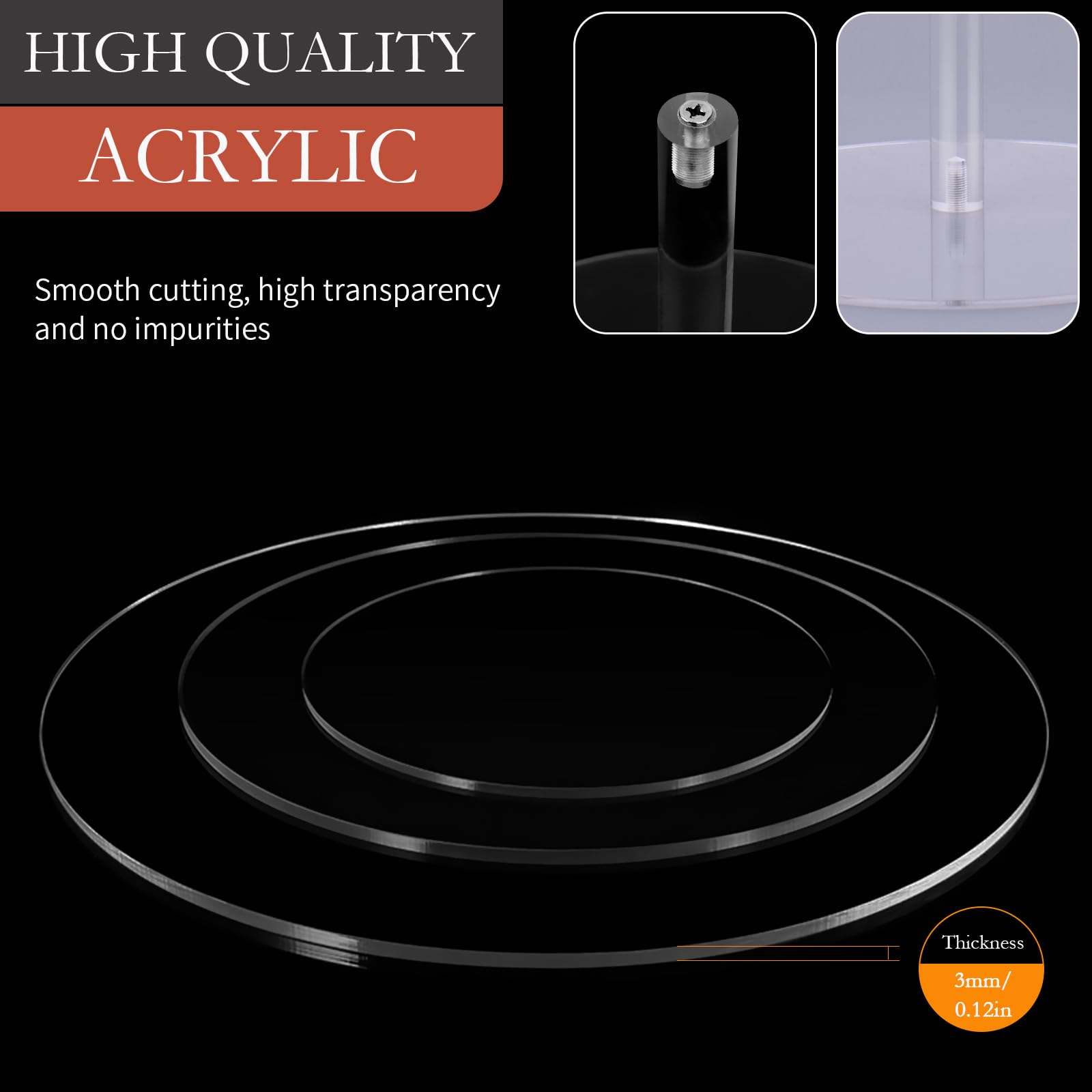3PCS Acrylic Cake Stand, Tall Cake Stand, Acrylic Dessert Table Display Set, Round Clear Cake Stand, for Wedding, Event, Birthday Party