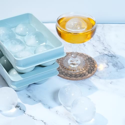 Miaowoof Ice Ball Maker for Mini Fridge, 2.0 Inch Easy Release Round Ice Cube Trays, Space-Saving Large Ice Cube Molds, 2 Pack Ice Trays for Freezer with Lid, Whiskey Ice Cubes for Cocktails & Bourbon