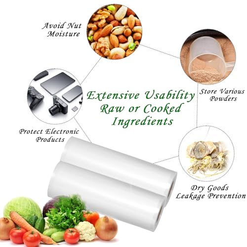 2 Pack 11" × 50' Vacuum Sealer Bag Rolls, Airproof Seal Bags for Food Storage, Meal Prep and Sous Vide, BPA-Free Thickened Sealer Bag Rolls