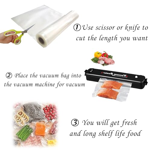 2 Pack 11" × 50' Vacuum Sealer Bag Rolls, Airproof Seal Bags for Food Storage, Meal Prep and Sous Vide, BPA-Free Thickened Sealer Bag Rolls