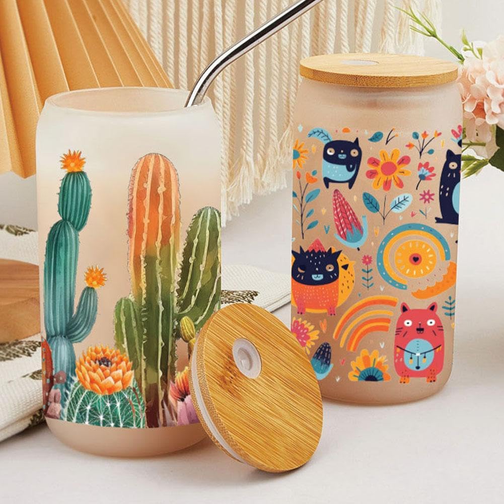 UV DTF Cup Wrap Transfer Stickers,UV DTF Cup Wrap Transfer Cup Stickers Decals DIY Fall Waterproof Autumn Theme Flower Rub on Transfers for Glass Cups