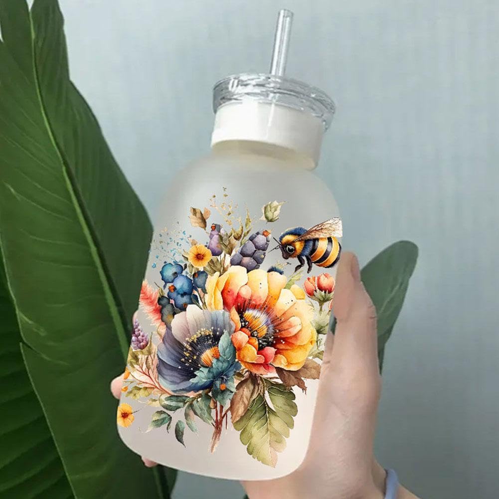 UV DTF Cup Wrap Transfer Stickers,UV DTF Cup Wrap Transfer Cup Stickers Decals DIY Fall Waterproof Autumn Theme Flower Rub on Transfers for Glass Cups