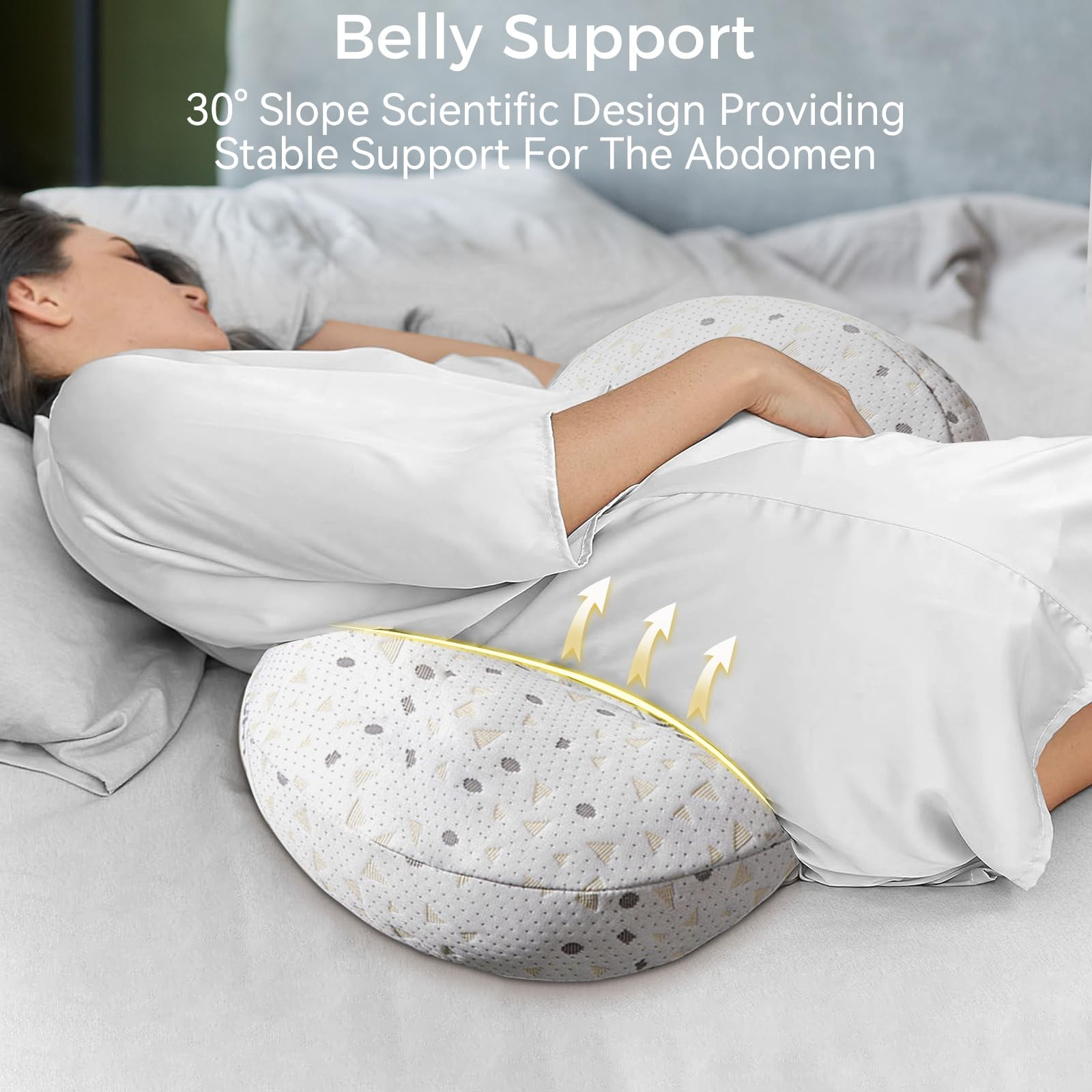 Pregnancy Pillows for Sleeping, Maternity Pillow for Pregnant Women, Detachable and Adjustable Double-Sided with Pillow Cover Support for Pregnancy Belly/Back Support (White)