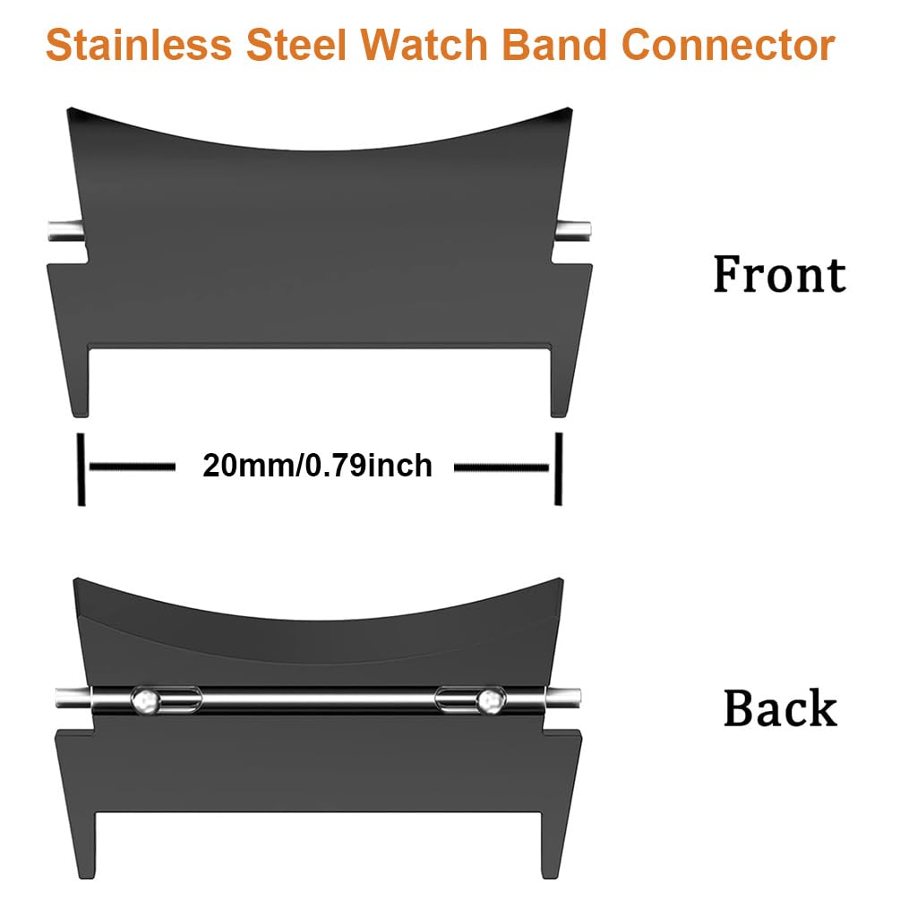 YOFUNTLE Connectors Compatible for Samsung Galaxy Watch 6 40mm 44mm/Galaxy Watch 6 Classic 43mm 47mm Smartwatch Band Adapter,Stainless Steel Band Connector Adapter Replacement for Galaxy Watch 6/5/4