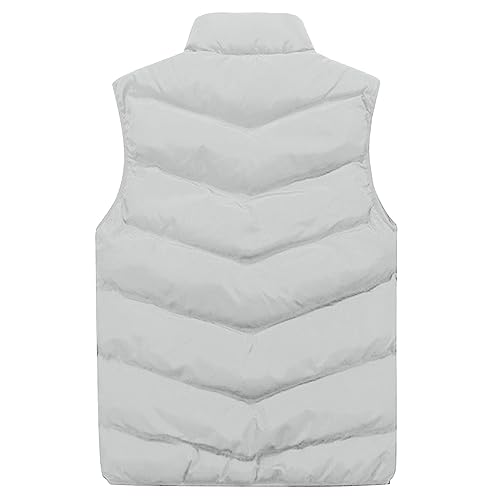 Men's Lightweight Casual Down Vest Full Zipper Vest Coat Stand Collar Padded Outerwear Sleeveless Winter Down Jacket Packable Men's Waterproof Outerwear gray Small