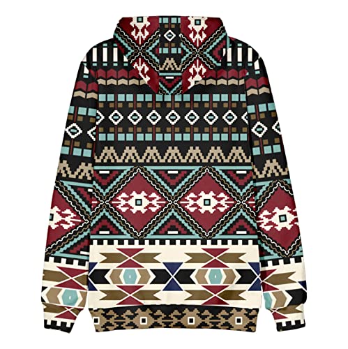 early access Hoodies for Men Pullover Long Sleeve Causal Western Aztec Ethnic Pullover Hooded Ethnic Print Crewneck Sweatshirt sweatshirts for men big and tall Dark Gray 4X