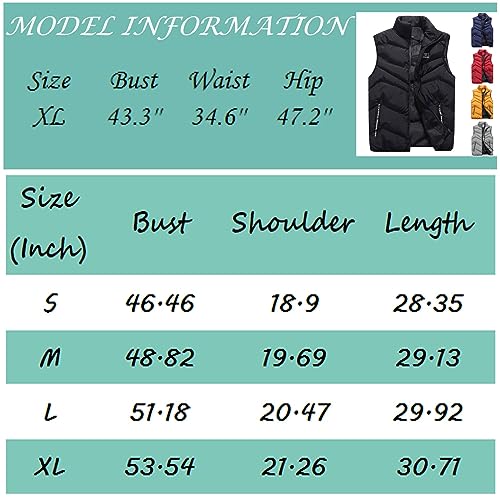 Men's Lightweight Casual Down Vest Full Zipper Vest Coat Stand Collar Padded Outerwear Sleeveless Winter Down Jacket Packable Men's Waterproof Outerwear gray Small
