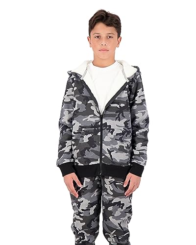 TONY HAWK Boys Hoodie and Jogger Set | Fleece Sherpa Lined Hooded Sweatshirt and Sweatpants for kids (Black Camo, 7)