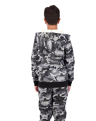 TONY HAWK Boys Hoodie and Jogger Set | Fleece Sherpa Lined Hooded Sweatshirt and Sweatpants for kids (Black Camo, 7)