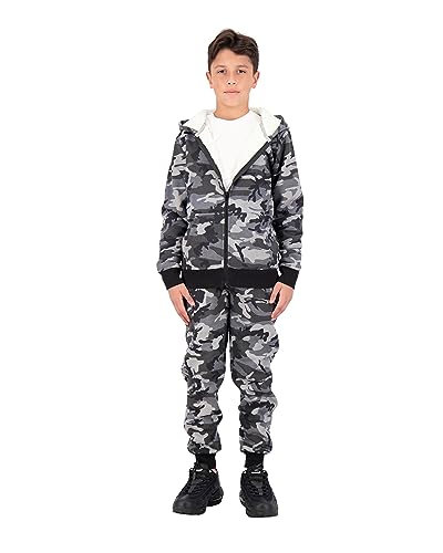 TONY HAWK Boys Hoodie and Jogger Set | Fleece Sherpa Lined Hooded Sweatshirt and Sweatpants for kids (Black Camo, 7)