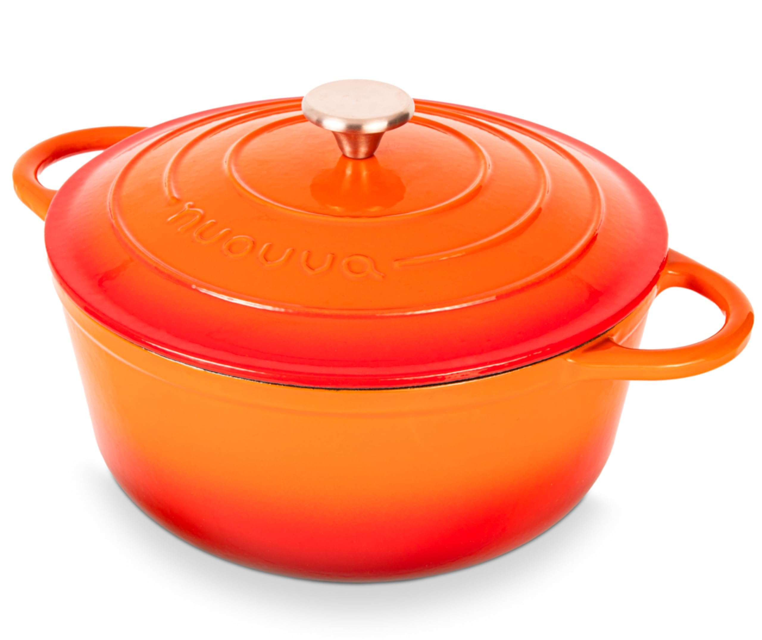 Cast Iron Dutch Oven with Lid – Non-Stick Ovenproof, Enamelled Casserole Pot –Oven Safe up to 500° F Sturdy Dutch Oven for Bread Baking – Orange, 6.4-Quart, 28cm – by Nuovva