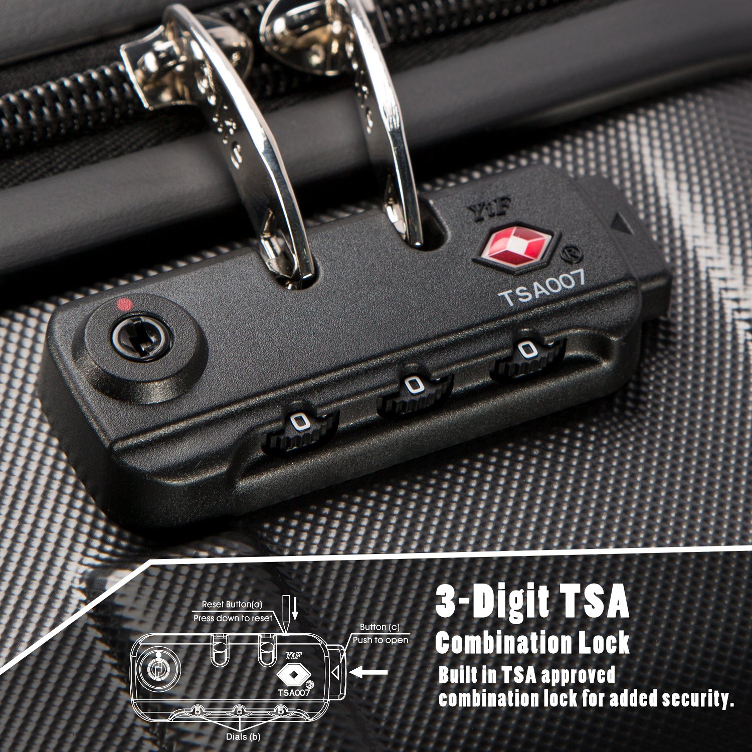 Coolife Luggage Suitcase Carry-on Hardside Travel Luggage TSA Lock Spinner Telescopic Handle