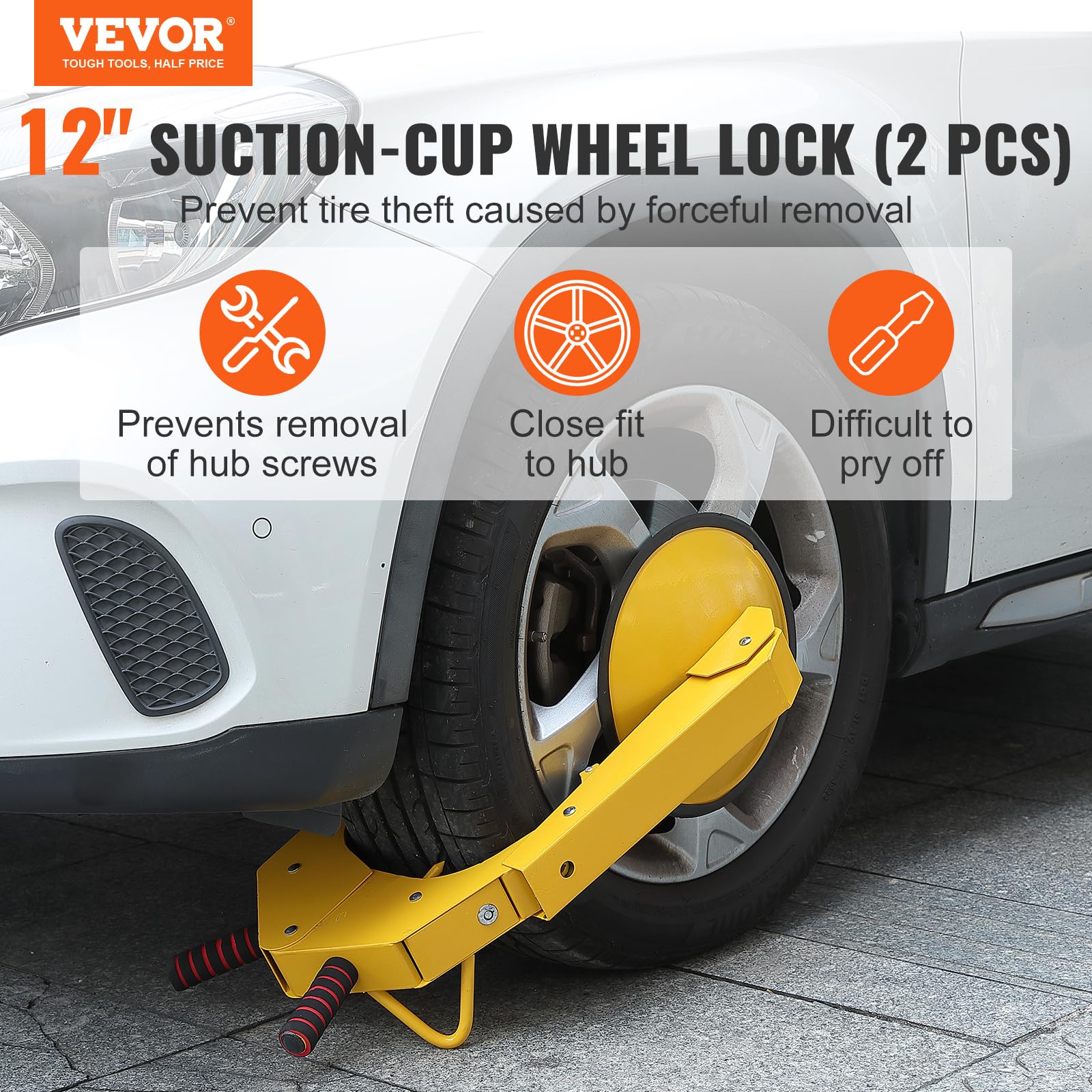 VEVOR Wheel Lock Clamp, 2 Pack Trailer Wheel Lock, Heavy-Duty Anti Theft Tire Lock, Adjustable Tire Boot Lock, Trailer Wheel Locks for RV Trailers, Cars, Trucks, SUVs