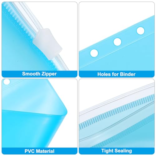 PATIKIL A5 Binder Pocket, 12 Pack PVC Zipper 6 Holes Binder Pouch Folders Document Waterproof Filing Storage Loose Leaf Bags for 6-Ring Notebook Binder, 6 Colors