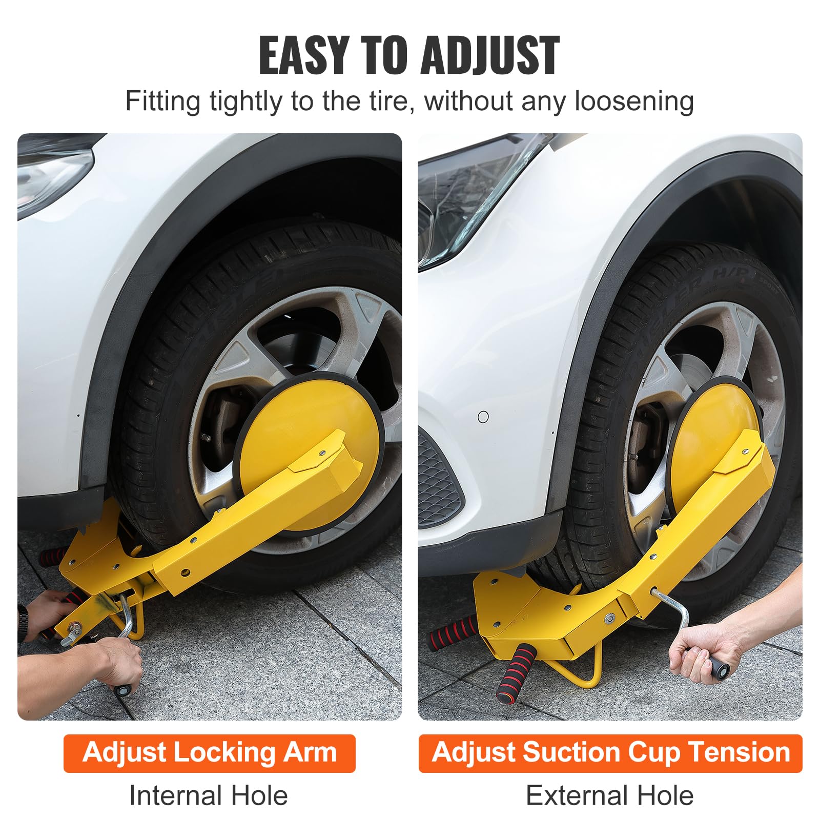 VEVOR Wheel Lock Clamp, 2 Pack Trailer Wheel Lock, Heavy-Duty Anti Theft Tire Lock, Adjustable Tire Boot Lock, Trailer Wheel Locks for RV Trailers, Cars, Trucks, SUVs