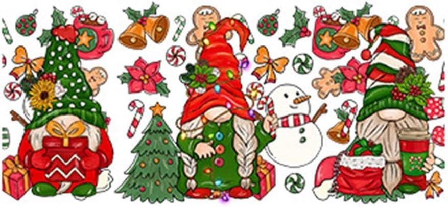 Colorful UV DTF Cup Wrap Christmas Transfer Sticker for Cups Christmas Style,Rub On Transfers Decorative Stickers for Glass Wrap Cup Decals,Christmas Glass Cup Wrap Stickers Iron-on Transfers