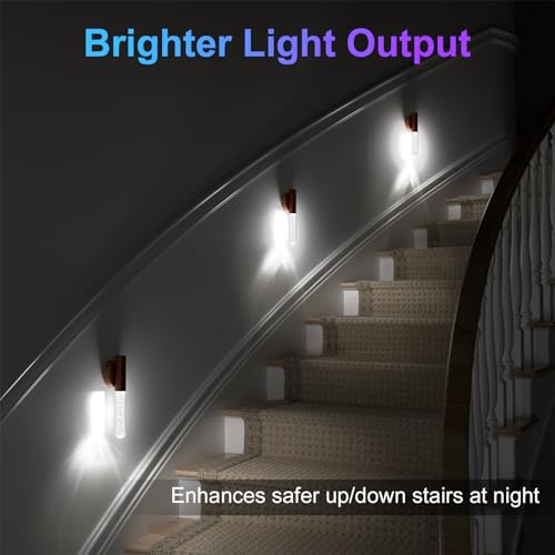 EGARNGY Motion Sensor Night Lights Indoor with Powerful Magnetic, 3 Colors/Acrylic Bubble Crystal Wall Sconce, Rechargeable Battery LED Wall Lights for Hallway/Stairway/Bedroom/Bathroom (1Pcs)