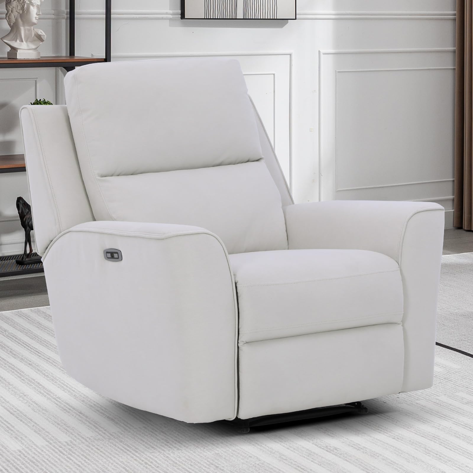 EBELLO Power Recliner Chair for Adult, Single Electric Recliner with Double Layer Backrest Cushion and USB Port, Breathable Fabric Reclining Chair for Living Room, Office, Bedroom, Light Gray