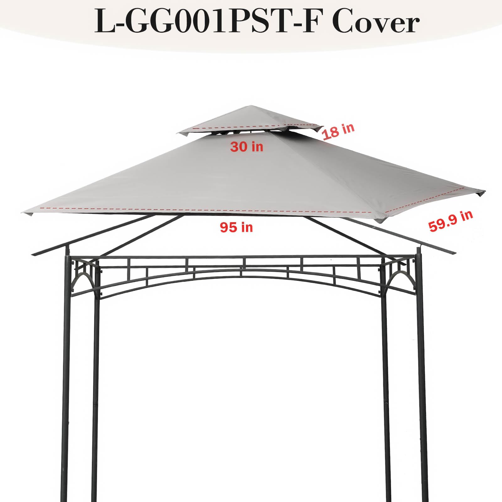 HETTRICK Gazebo Replacement Canopy 5x8 Shelter Double Tiered BBQ Cover Grill Shelter for Shop Garden Patio Model L-GG001PST-F (Grey)